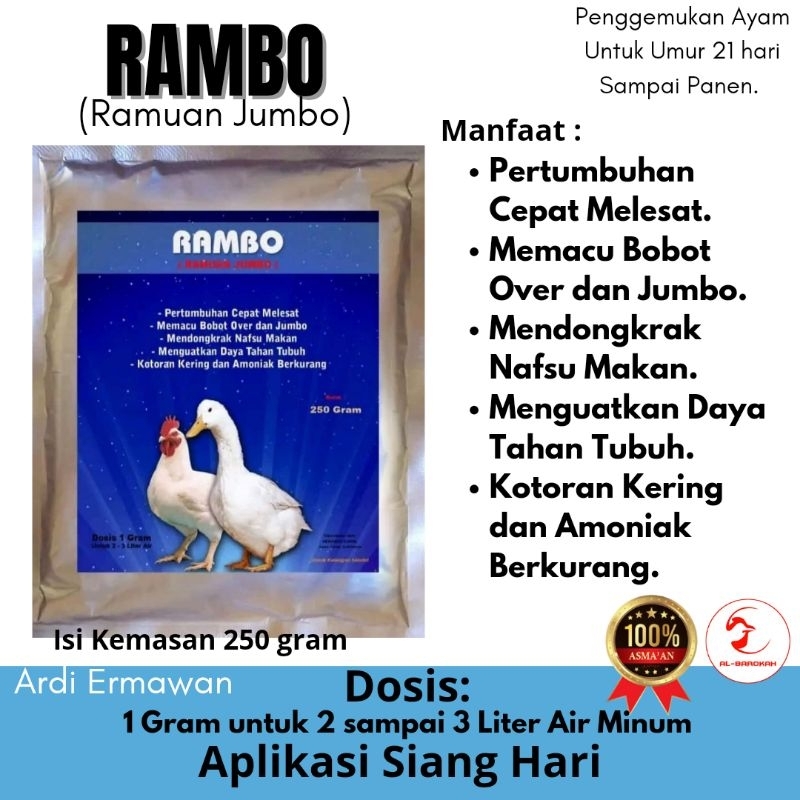 Jual Vitamin RAMBO ( Ramuan Jumbo) // Segala Unggas (Ayam, Bebek, Entok ...