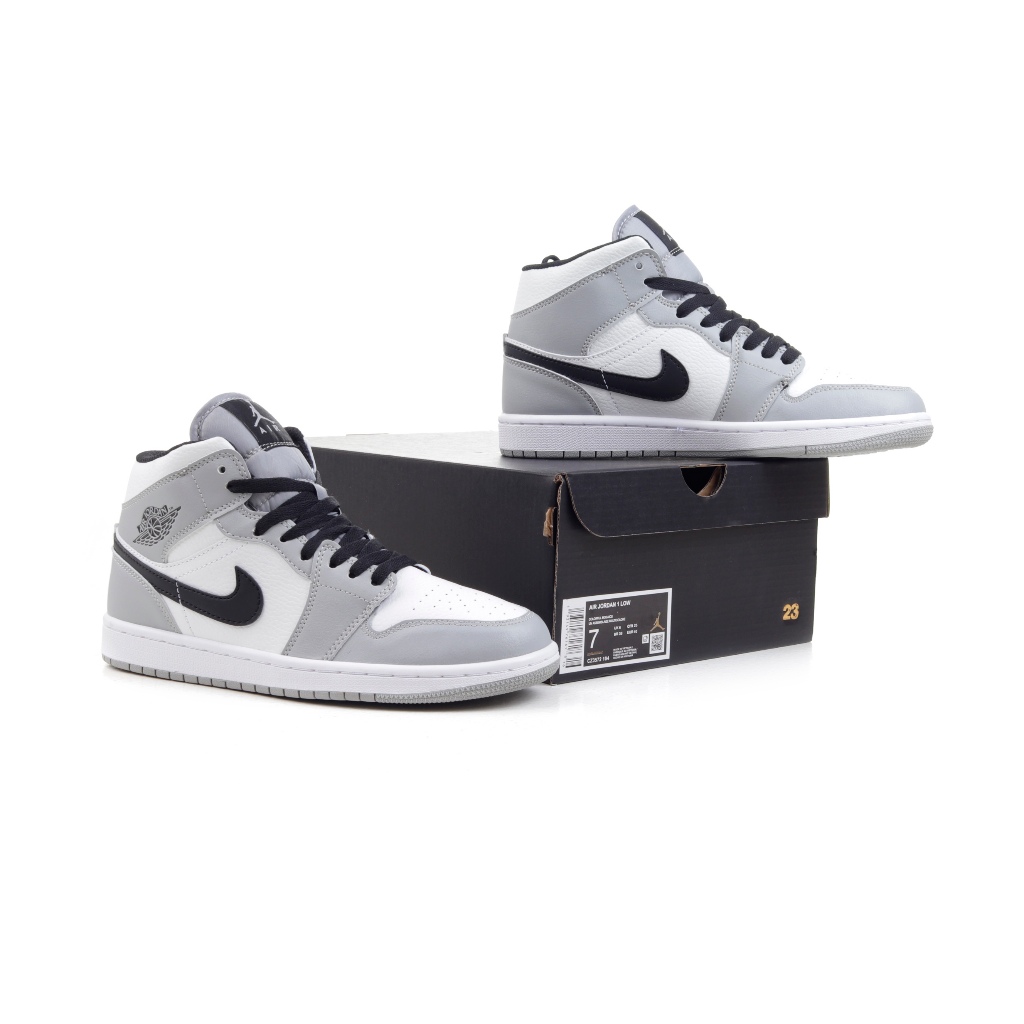 Jual (DBX) Sepatu Nike Air Jordan 1 Mid Smoke Grey | Shopee Indonesia