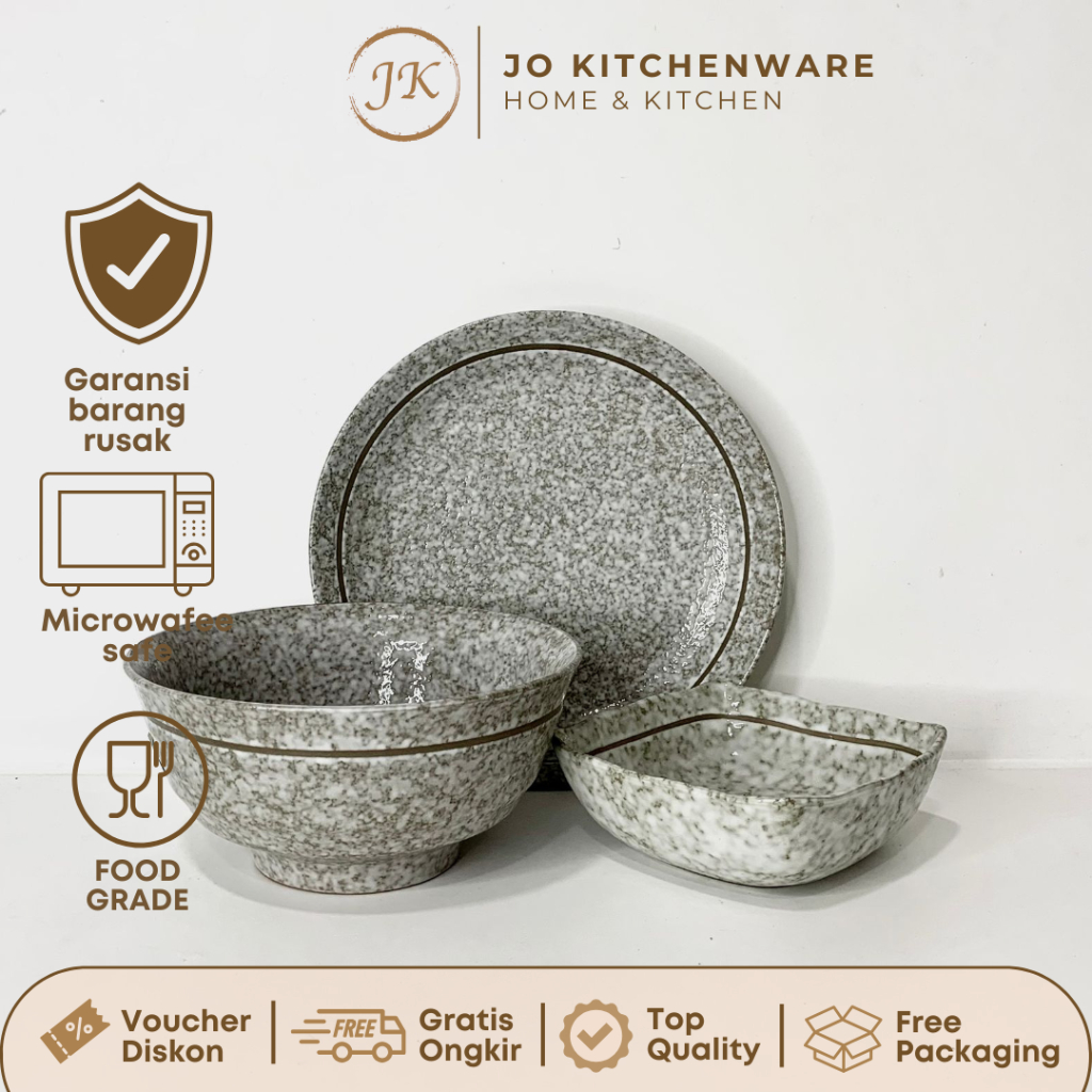 Jual SET dinner new marble piring mangkok keramik premium japanstyle ...