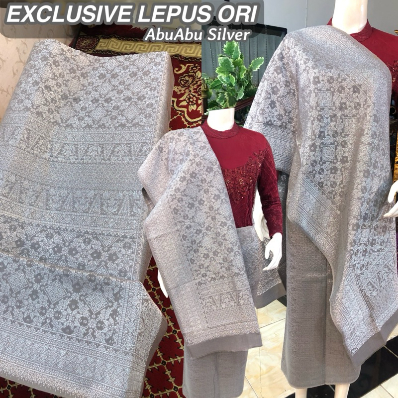 Jual Exclusive Songket Lepus ORI AbuAbu Silver /Lepus Gebeng warna ORI/songket tenun asli ...