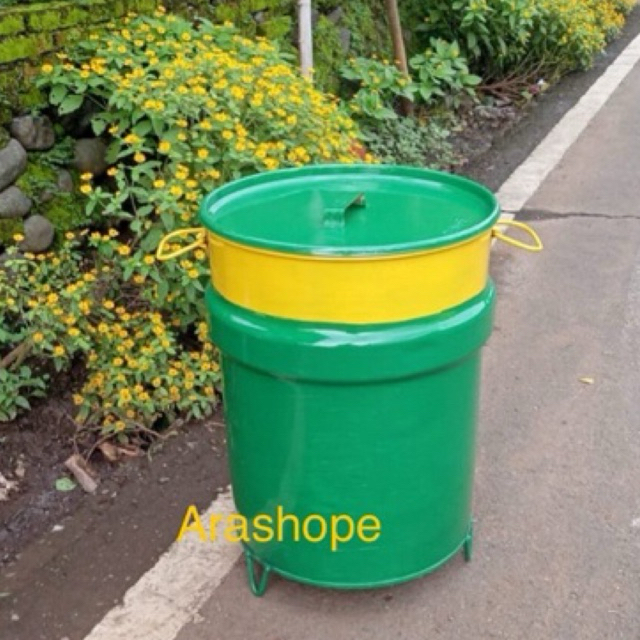 Jual tong sampah 50 liter + kaki/drum besi 50 liter/tempat bakar sampah ...