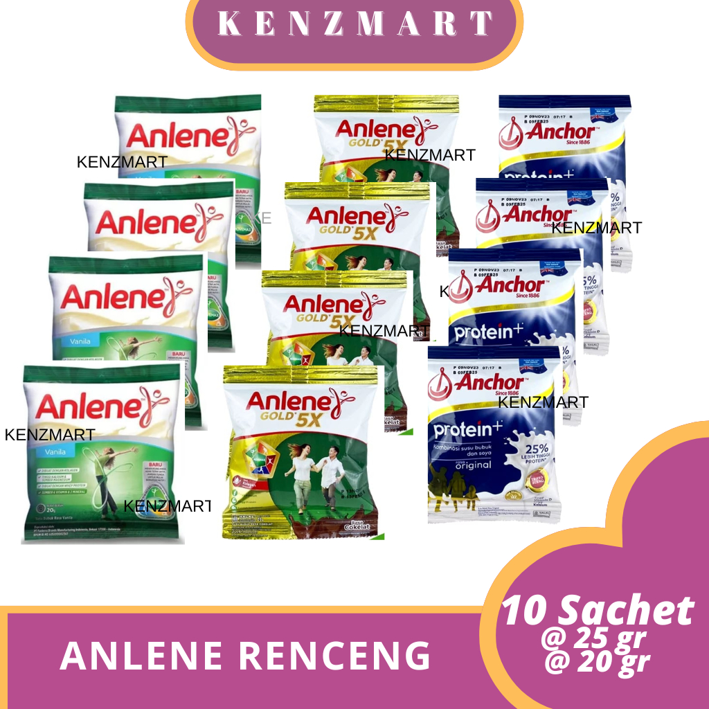Jual Anlene Actifit / Anlene Gold 5X Renceng Isi 10 x 25gr Susu Bubuk ...