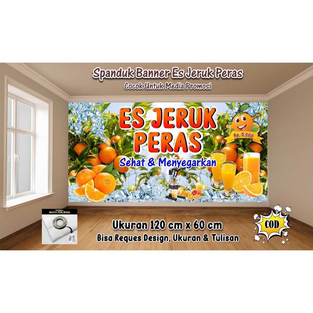 Jual Spanduk Banner Es Jeruk Peras Ukuran 120 cm x 60 cm | Shopee Indonesia