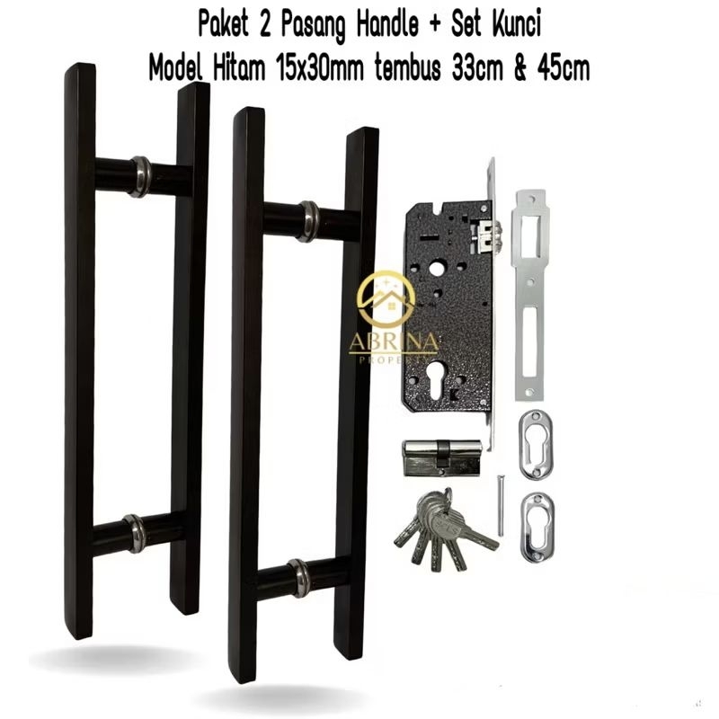 Jual 4 handle pintu set kunci kaki tembus panjang 60cm 45cm 33cm handle ...