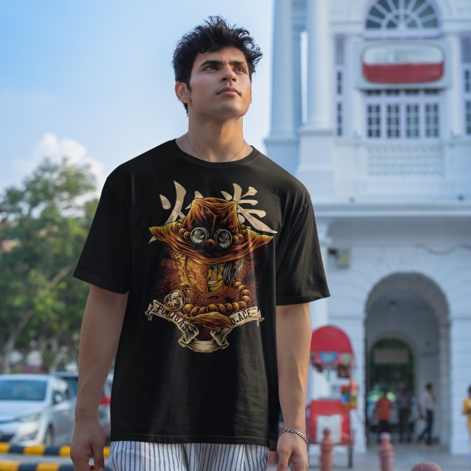 Jual (Gratis Sticker) Ogi Studio - Portgas D. Ace | Kaos Anime | One ...