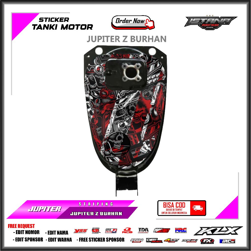 Jual Stiker Tangki Bensin JUPITER Z BURHAN Sticker Tengki Motor Anti ...
