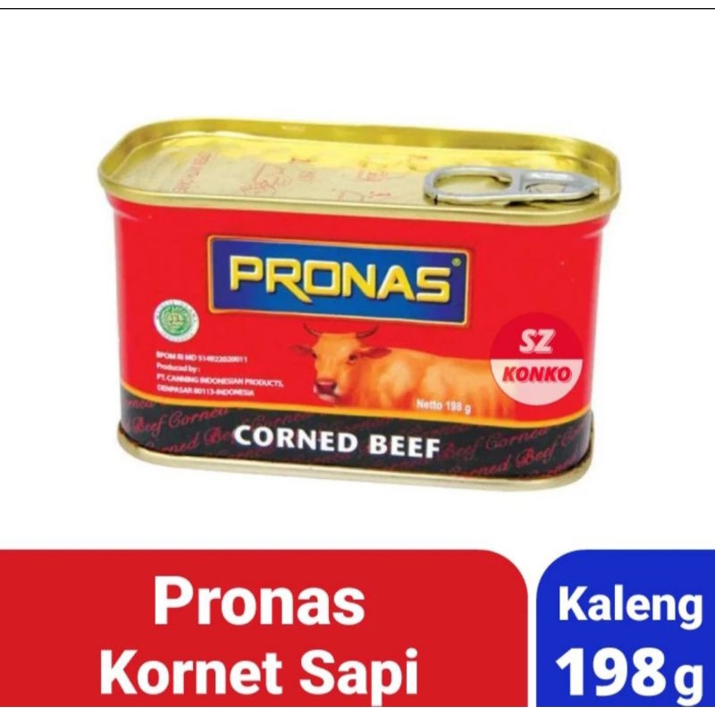 Jual Pronas Kornet Sapi 198 gr, daging sapi kaleng, corned beef ...