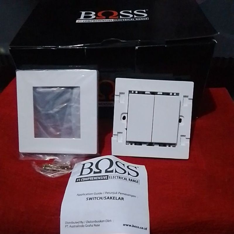 Jual saklar seri/double switch 2gang B1000 merek boss warna putih tipe ...