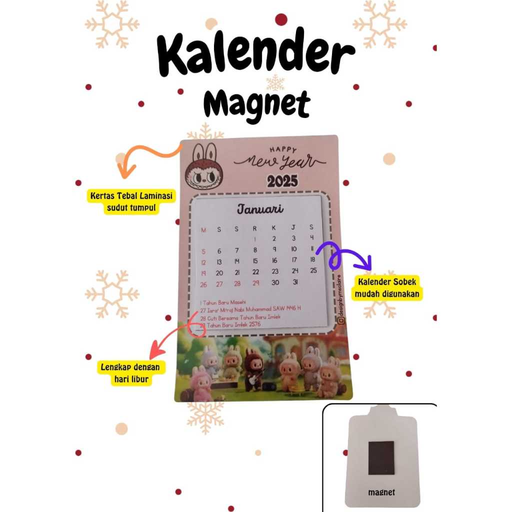 Jual KALENDER 2025 MAGNET MINI TEMPEL DI KULKAS READY STOK SATUAN ...