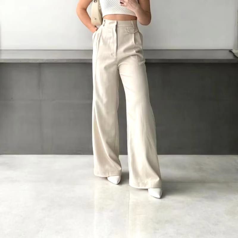Jual ORO PANTS Highwaist Loose Pants Trousers - Celana Anti Kusut Knit ...
