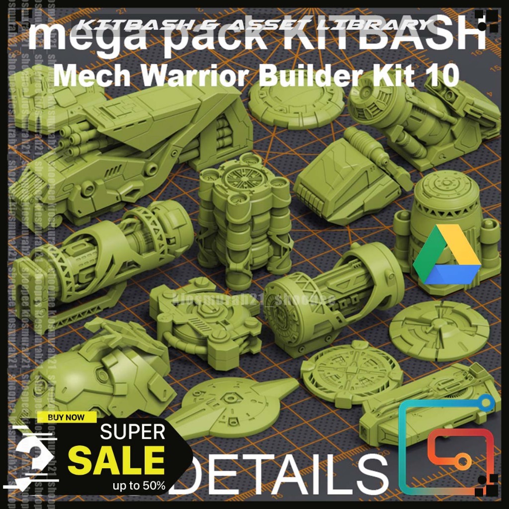 Jual Mech Warrior Hard Surface Kitbash 10 of 20 Kitbash 3D Model Asset ...