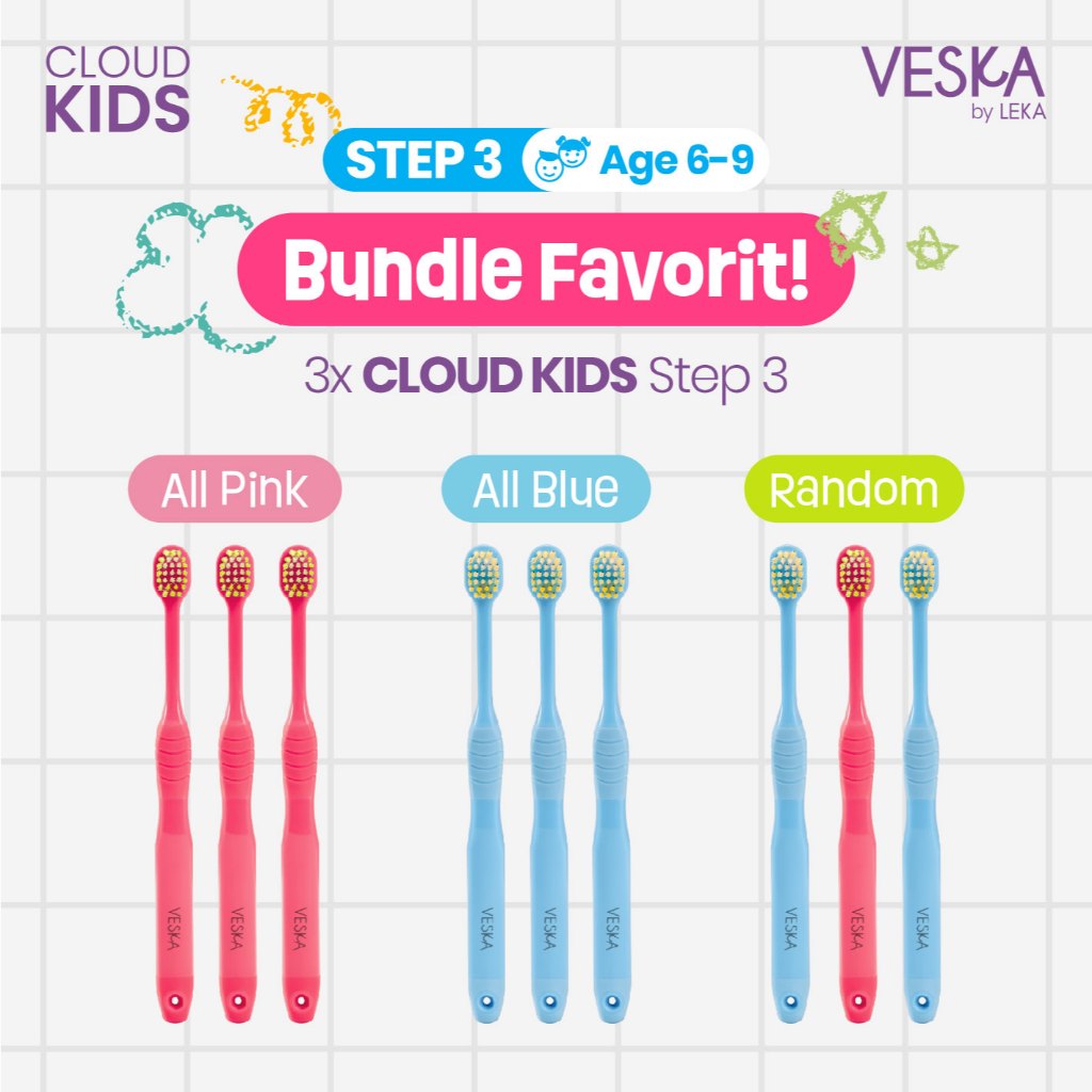 Jual [FAVORIT BUNDLE 3pcs] Veska Cloud Kids Step 3 (6-9 years) - Sikat ...