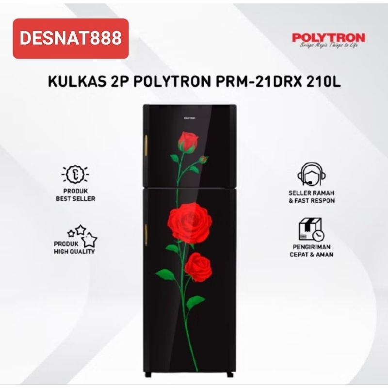 Jual KULKAS 2 PINTU POLYTRON PRM-21DRX 21DRX 21 DRX HANDLE RED ROSE | Shopee Indonesia