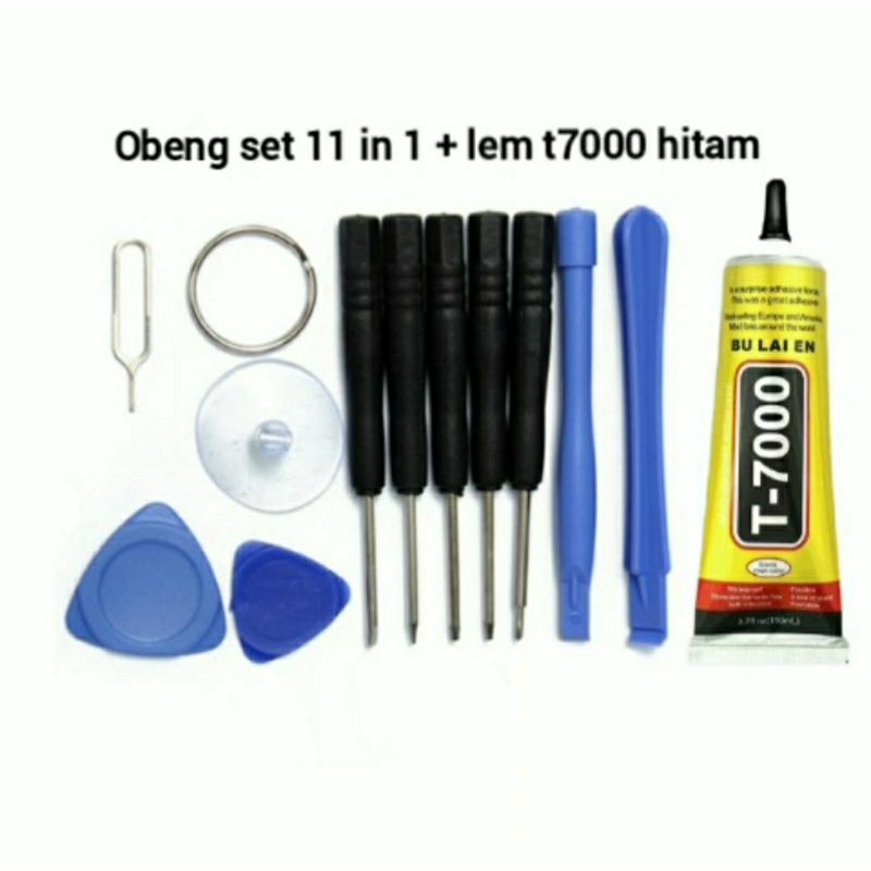 Jual OBENG SET 11 IN 1 PLUS LEM T7000 HITAM UNTUK HP | Shopee Indonesia
