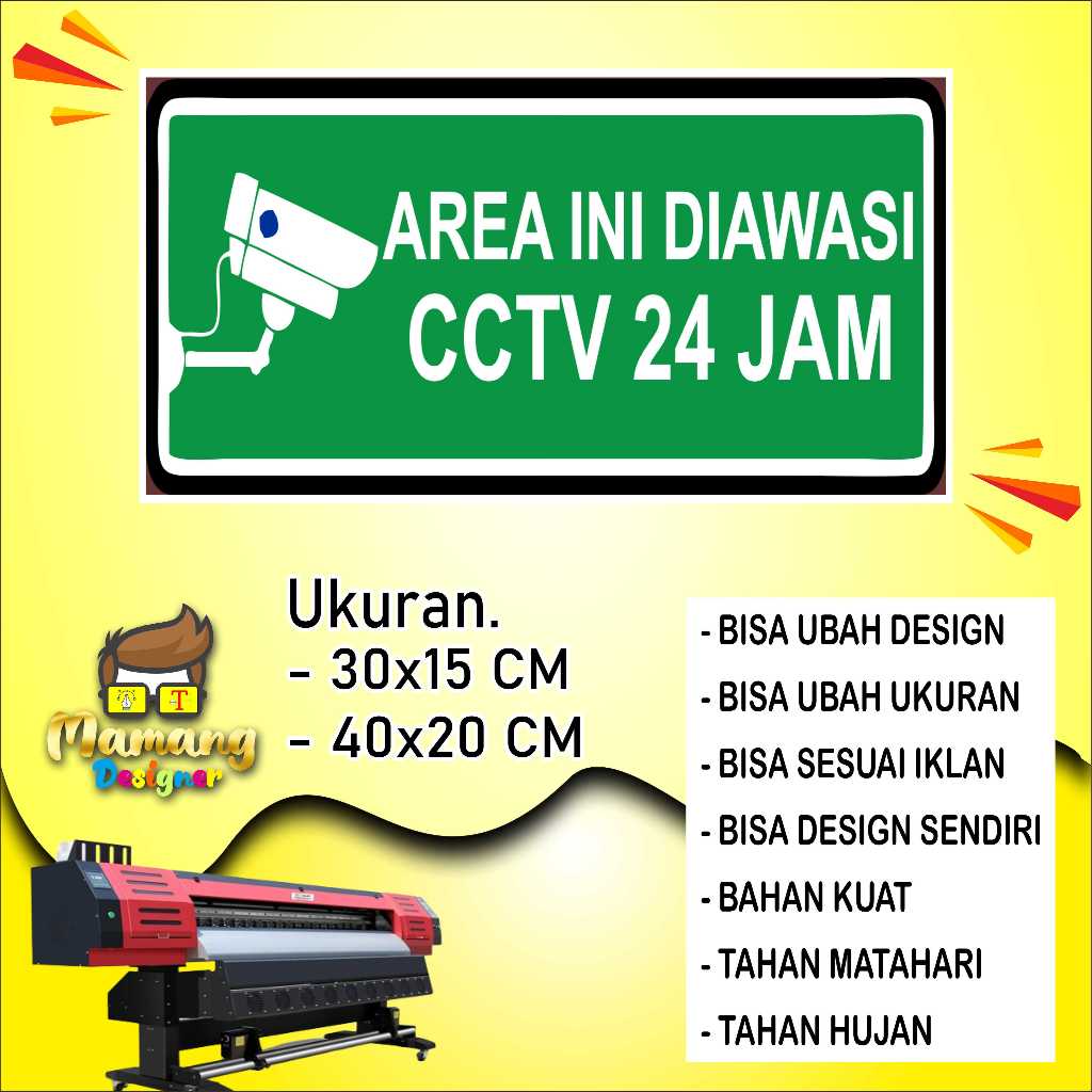 Jual Stiker Tempelan Tulisan Di awasi CCTV Bahan Kuat Hijau | Shopee ...
