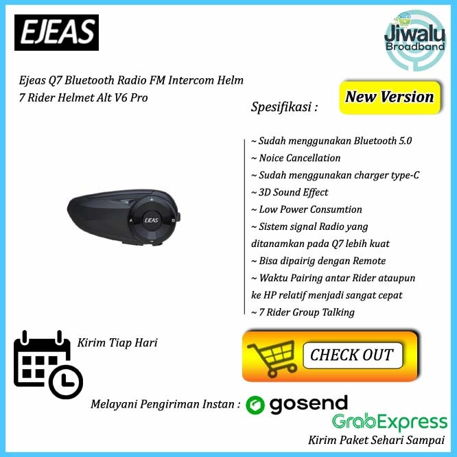 Jual EJEAS Q7 Bluetooth Radio FM Intercom Helm 7 Rider Helmet Alt V6 ...