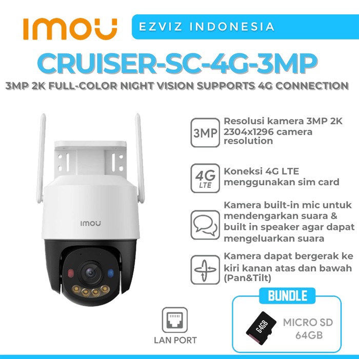 Jual IMOU Cruiser SC 4G 3MP+High Resolution Video, Pan Tilt Zoom, Smart ...