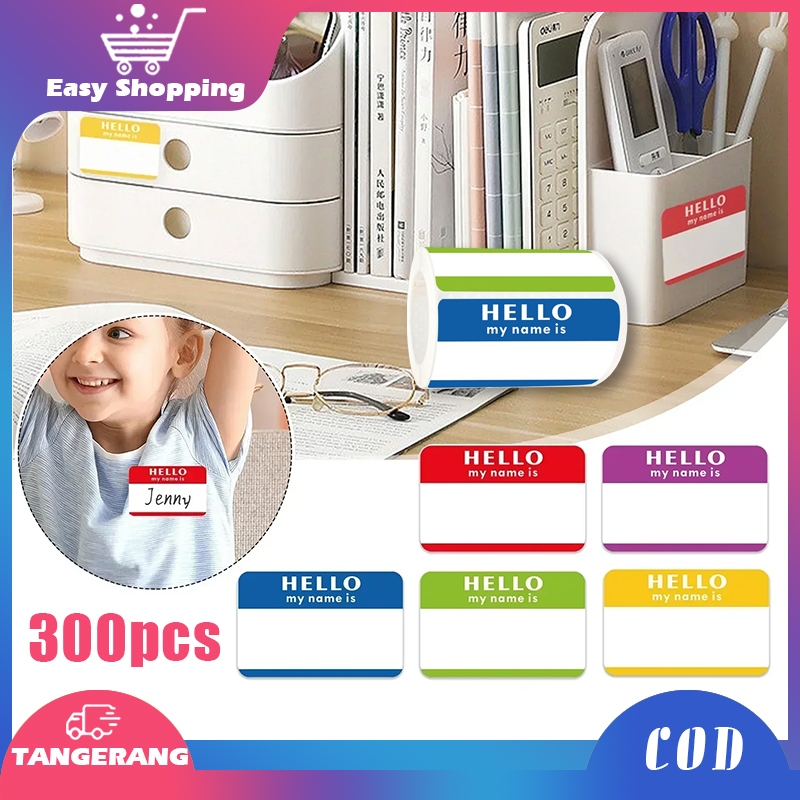 Jual 300pcs Cartoon Name Label Warna Stiker Label Nama Index Hello Tag ...