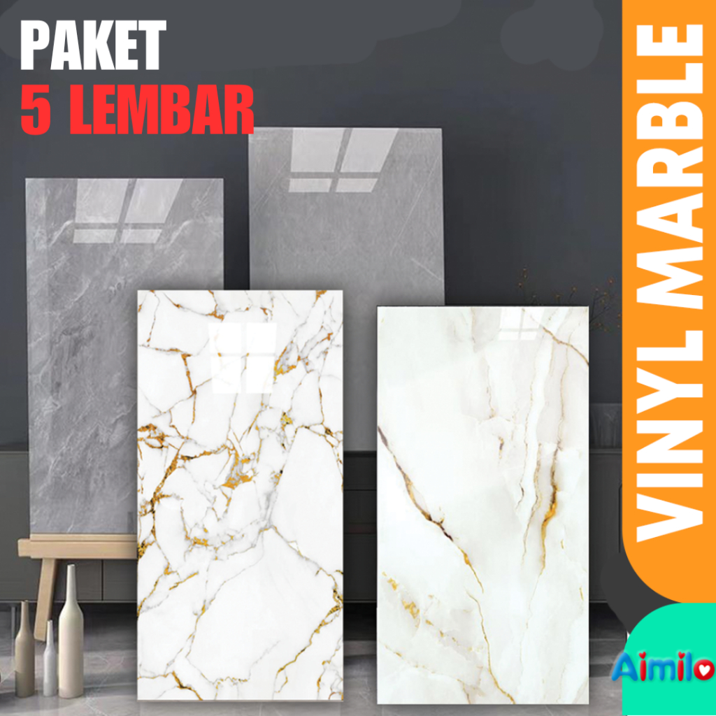 Jual PAKET ISI 5 LEMBAR !! Wallpaper Dinding VINYL Marble 30 cm x 60 cm ...