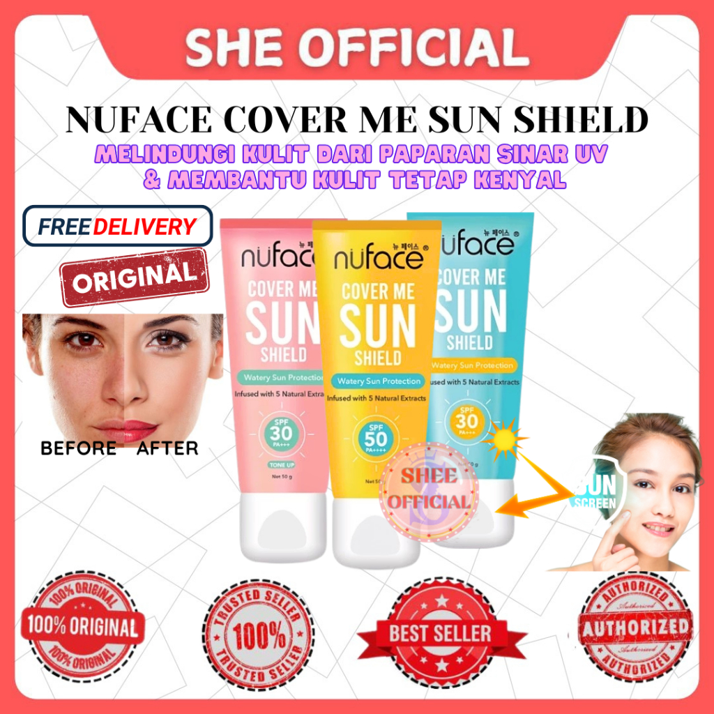 Jual NUFACE Sunscreen Cover Me Sun Shield SPF 50 PA++++ / 30 PA+++ Tone ...