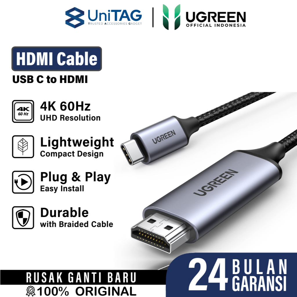 Jual UGREEN Kabel USB C to HDMI Male VGA TV Proyektor Converter For ...