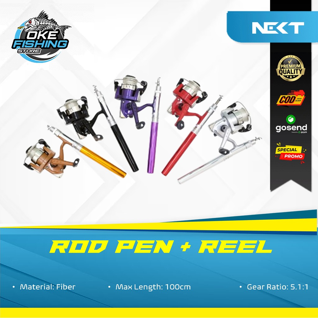 Jual Next Rod Pen + Reel Spinning 5.1:1 – Portable, Ringan, Panjang ...