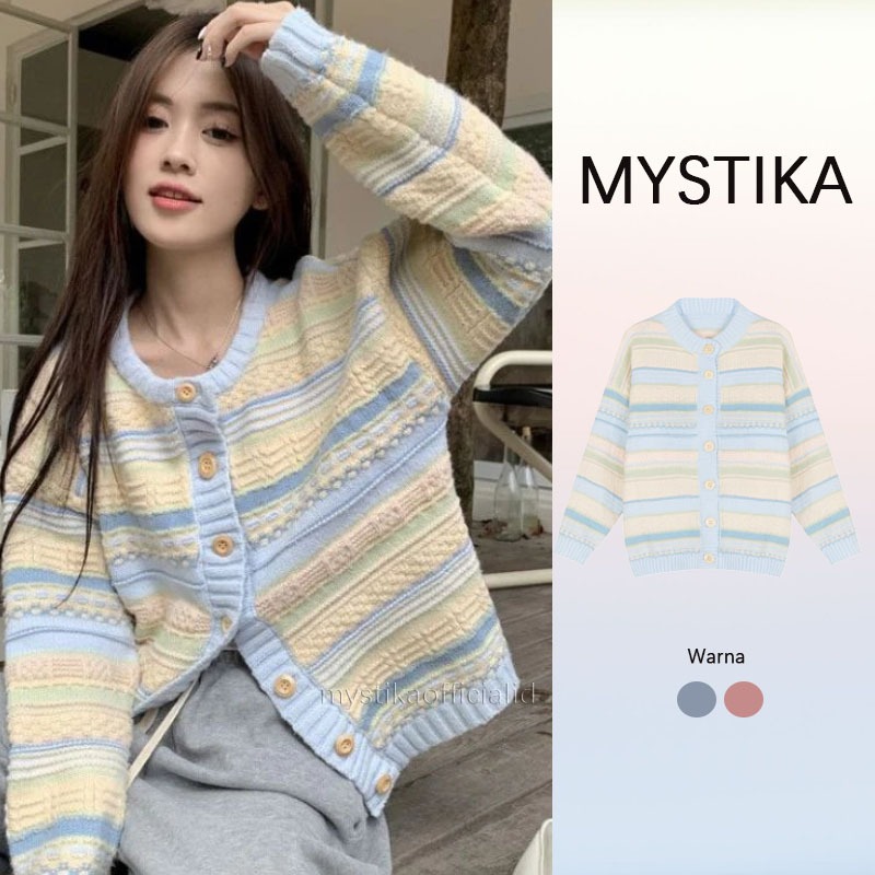 Jual MYSTIKA Baju Cardigan Rajut Kancing Wanita Lengan Panjang Korea Outer Wanita | Shopee Indonesia