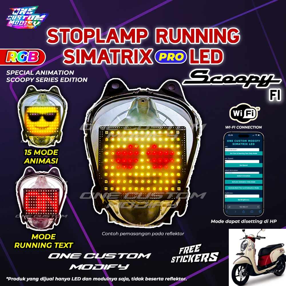 Jual Stoplamp Running Text Animasi Scoopy Fi Simatrix Pro RGB Lampu LED ...