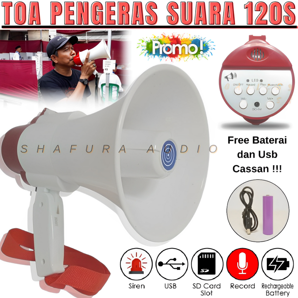 Jual Toa Megaphone/Pengeras Suara 120s Bisa Sirine Dan Rekam | Toa 120s ...