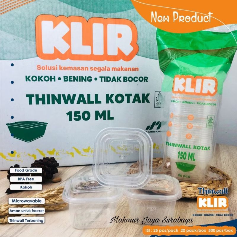 Jual (25 pcs) Thinwall Square 150ml KLIR/Cup 150 ml kotak persegi ...
