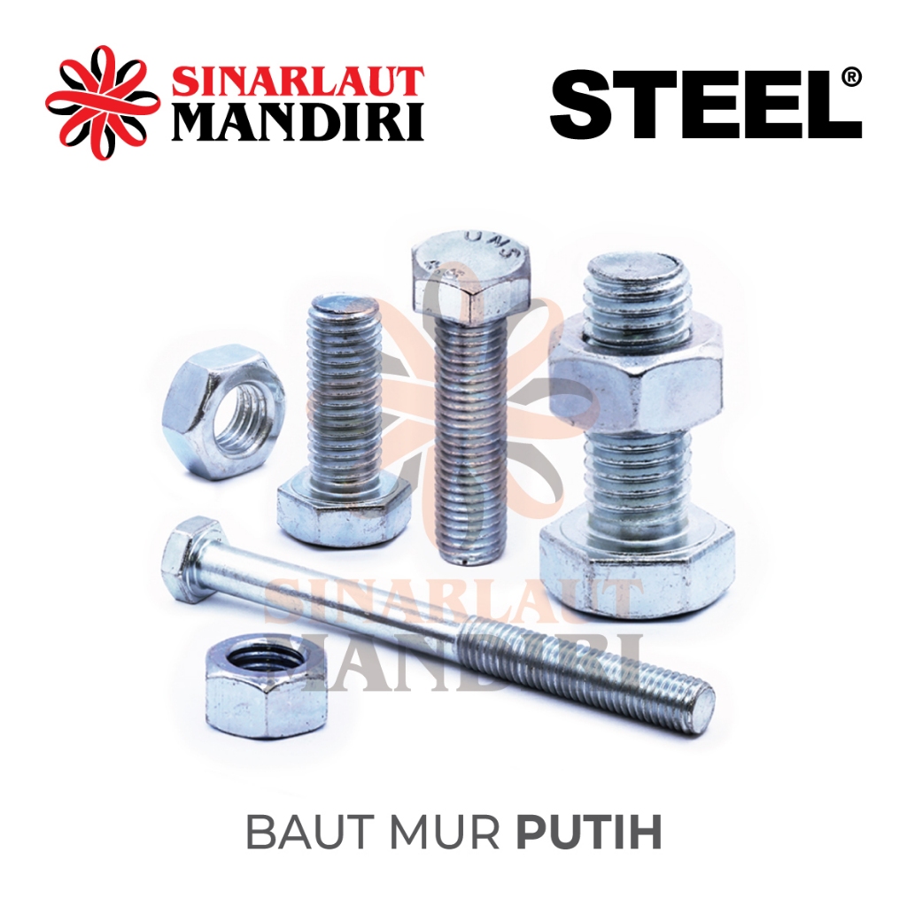 Jual Baut Mur Putih / BMP / Galvanized Plated Bolt & Nut M 14 x 45 | Shopee Indonesia