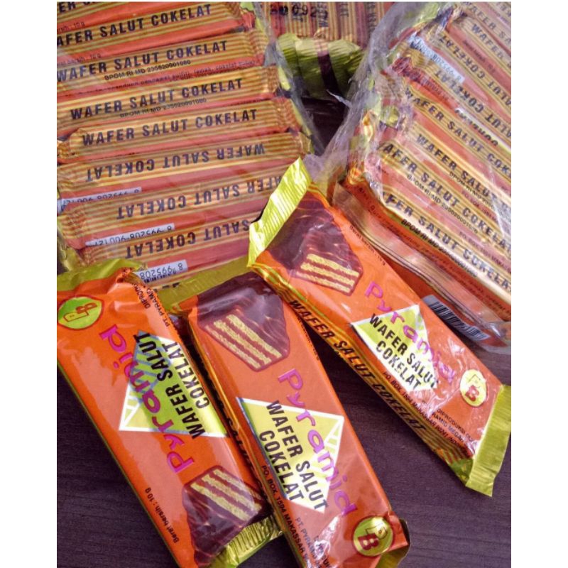 Jual Pyramid Wafer Salut Cokelat 1 Pack Isi 10pcs @10g Snack Cemilan ...