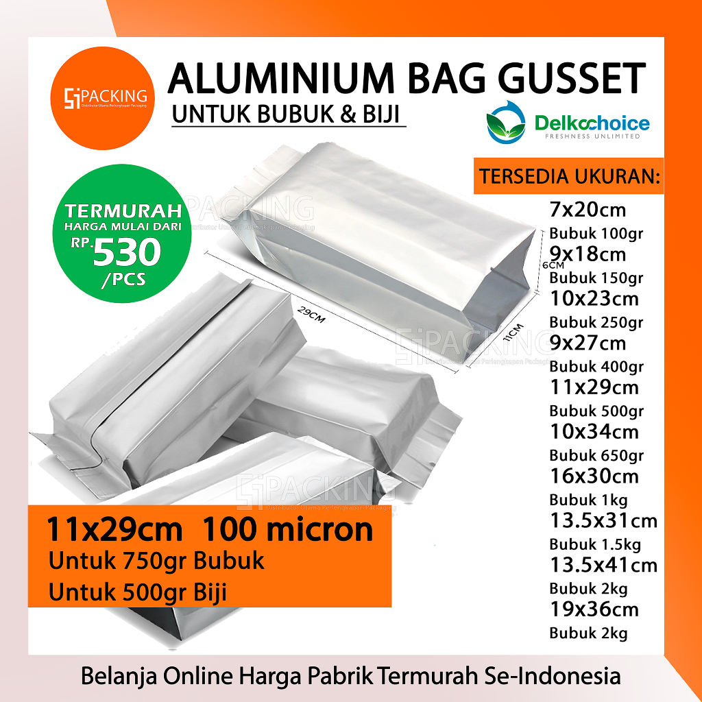 Jual Alumunium Bag Gusset Central Sealing Plastik Kemasan Makanan Bubuk ...