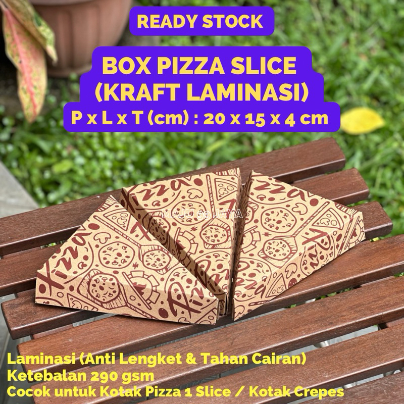Jual Paper Box Slice Pizza Kraft Laminasi Bermotif Ukuran 20x15x4 cm ...