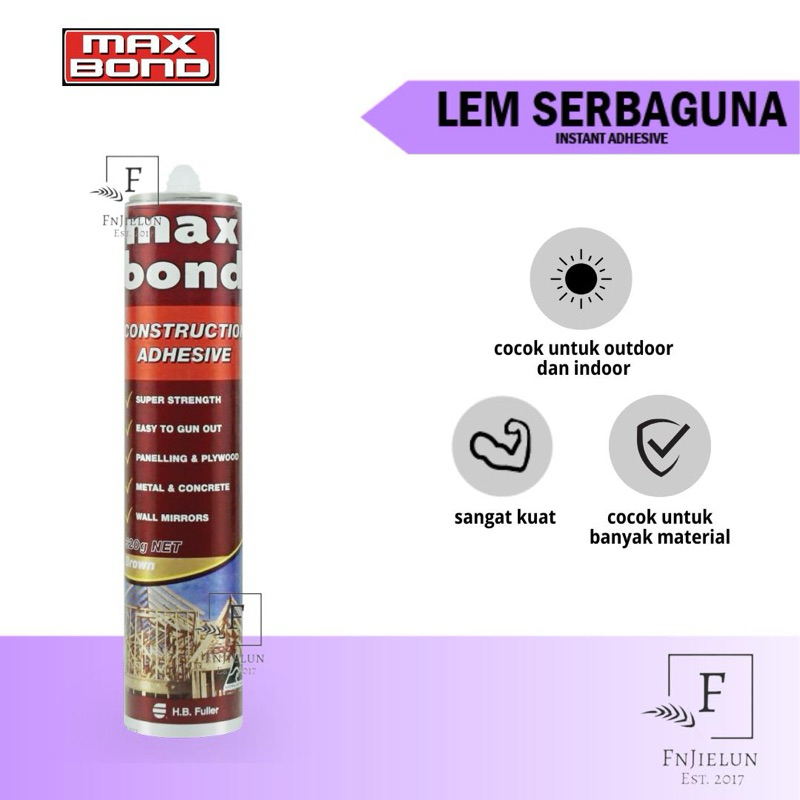 Jual Lem sealant Maxbond Construction adhesive 320gr silen kaca kayu ...