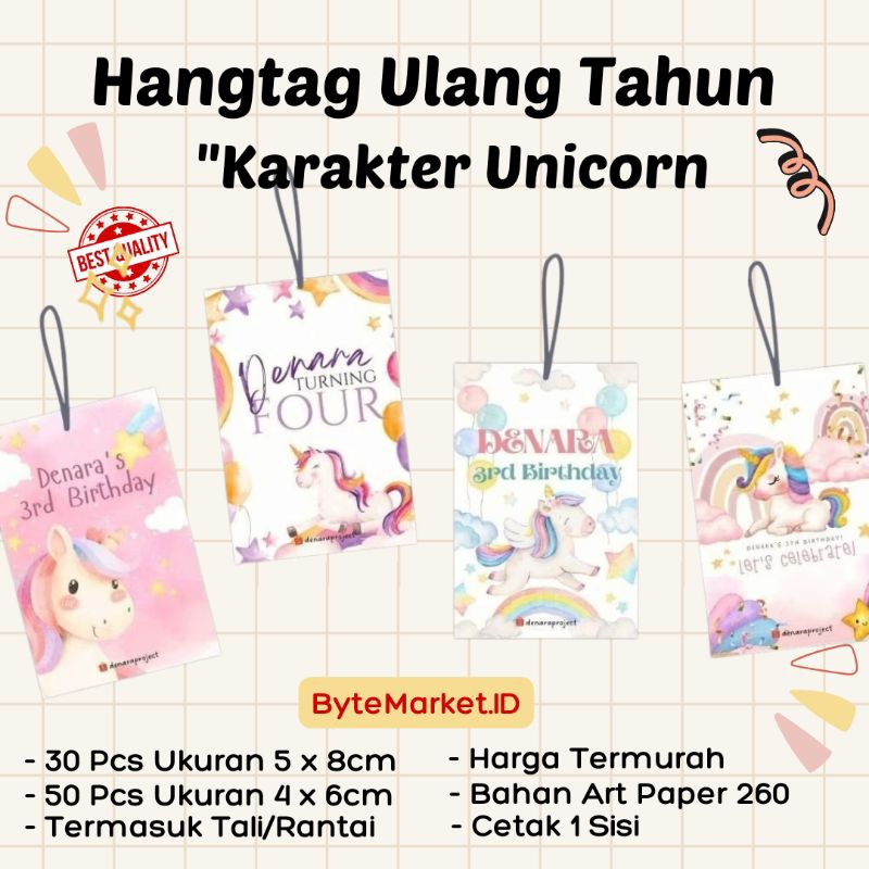 Jual (50 PCS) Hang Tag Custom Ulang Tahun Tag Ultah Hantag Birthday ...