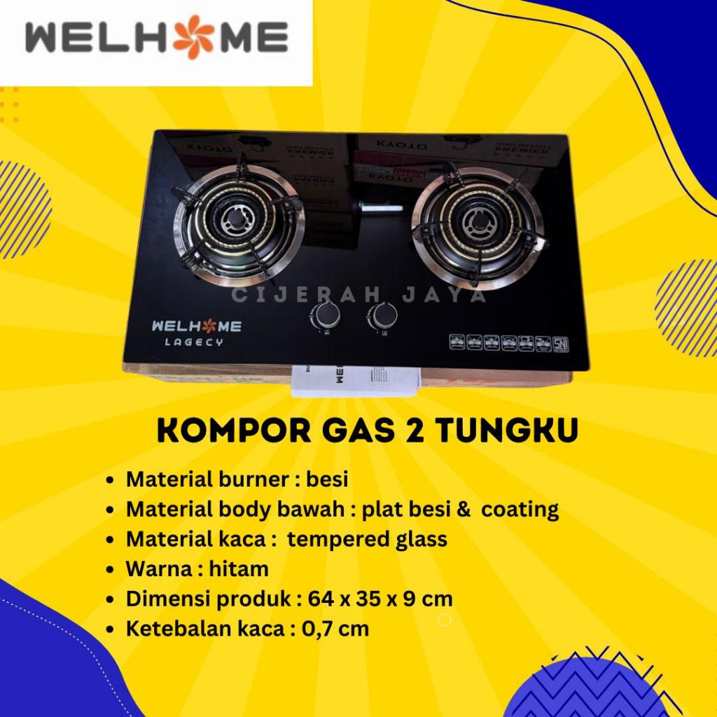 Jual KOMPOR GAS TANAM 2 TUNGKU WELHOME LAGECY KACA TEMPERRED GLASS / BUILT-IN HOB WELLHOME ...