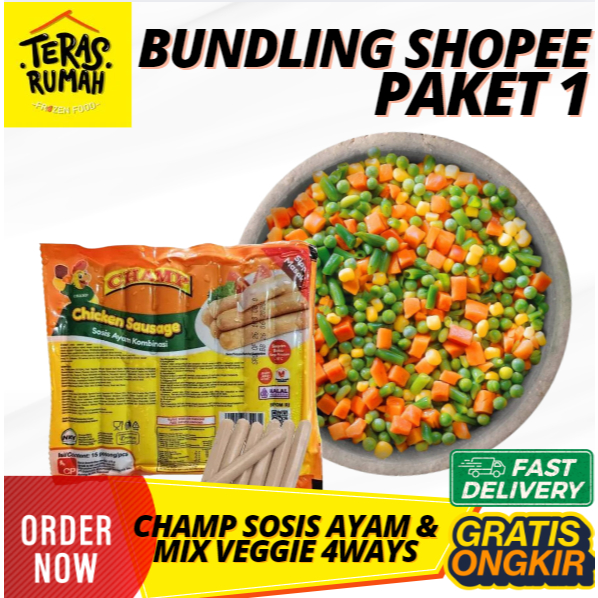 Jual PAKET BUNDLING SHOPEE 1 : CHAMP SOSIS AYAM ISI 15PX & HEBEI MIX ...