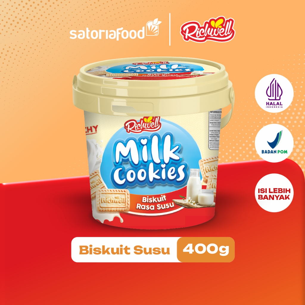 Jual Richwell Biscuit Cookies Milk Bucket 400g | Cemilan Snack Biskuit ...