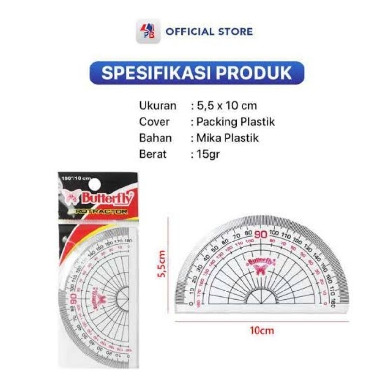 Jual Penggaris Busur Butterfly 10 cm | Shopee Indonesia