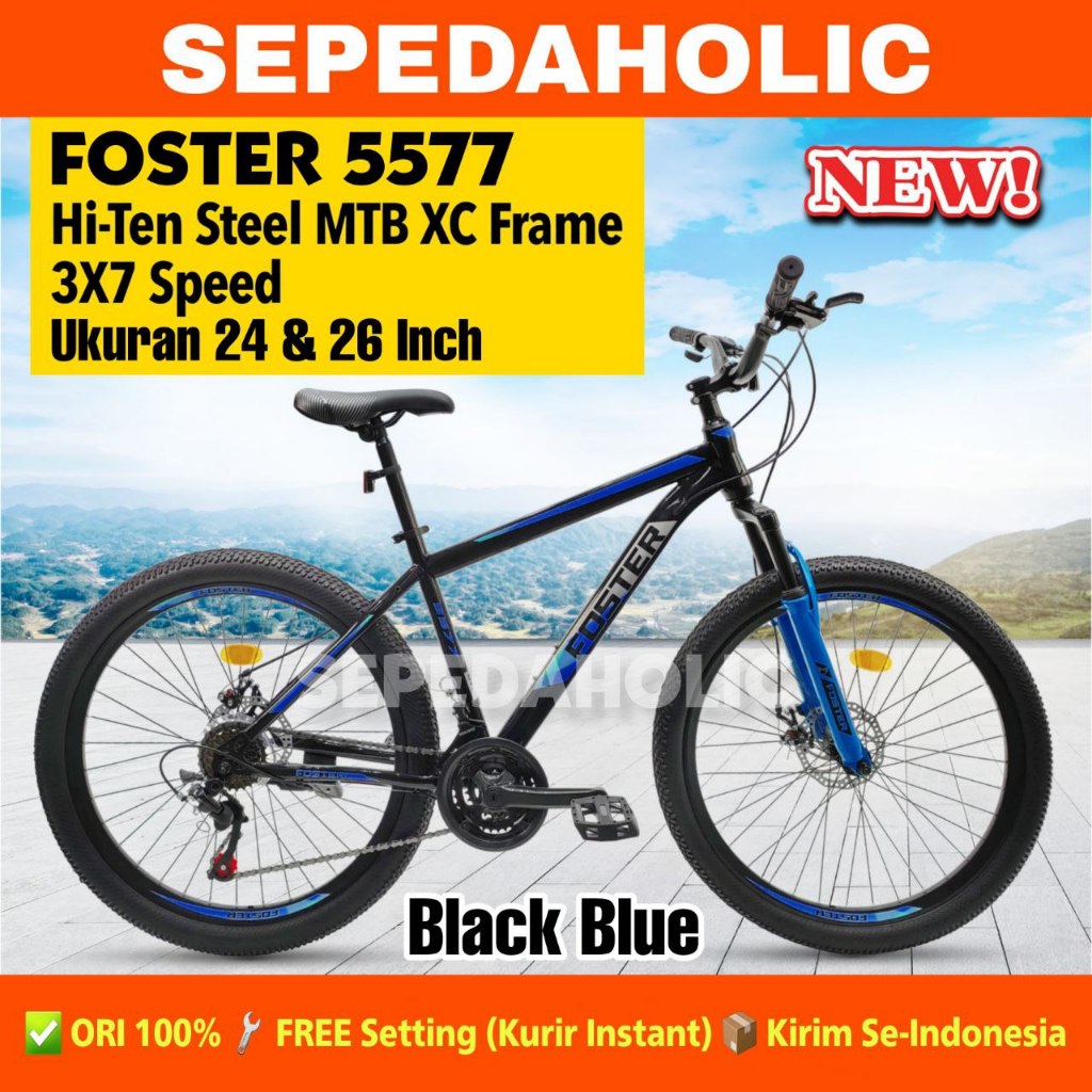Jual Sepeda Gunung MTB FOSTER 5577 Ukuran 24 26 Inch Dewasa Remaja Rem Cakram 21 Speed | Shopee ...