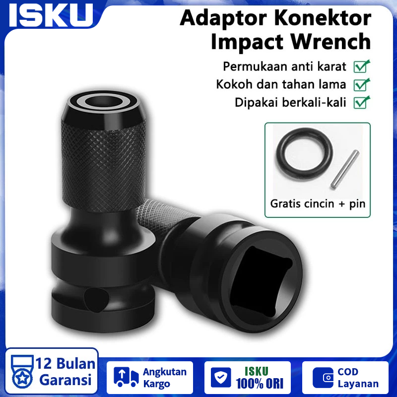 Jual ISKU Konektor Mata Obeng Adapter Impact Wrench 1/2 Inch ke 1/4 ...