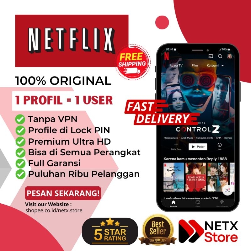 Jual NETFFLIX PREMMMIUM PVT 1/2/3 BULAN TANPA VPN BERGARANSI WARRANTY FULL | Shopee Indonesia