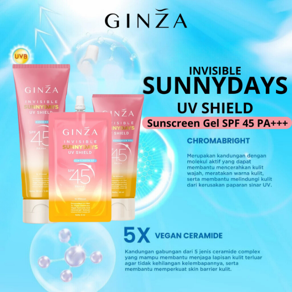 Jual WAWA - GINZA Invisible Sunnydays UV Shield Sunsscreen Gel SPF 45 ...
