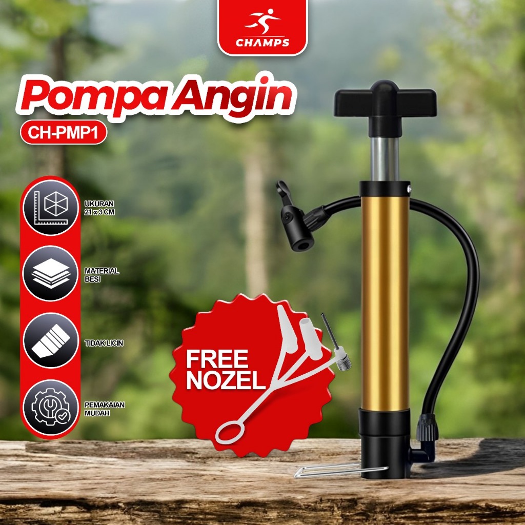 Jual CHAMPS Pompa Angin Manual Portable – Air Pump Sepeda, Bola Basket, Sepak Bola & Futsal ...
