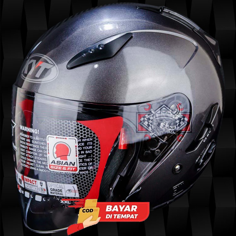 Jual KYT HELM GALAXY SLIDE FLAT R SOLID GUN METAL - DOUBLE VISOR ...