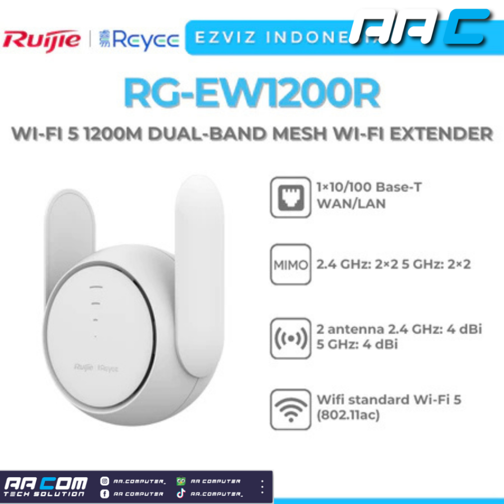 Jual RUIJIE RG-EW1200R 1200M DUAL-BAND MESH WI-FI EXTENDER | Shopee ...