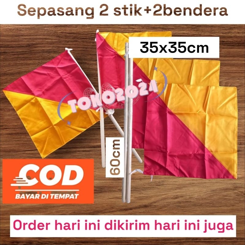Jual bendera semaphore sepasang || 2 stik + 2 bendera semaphore ...