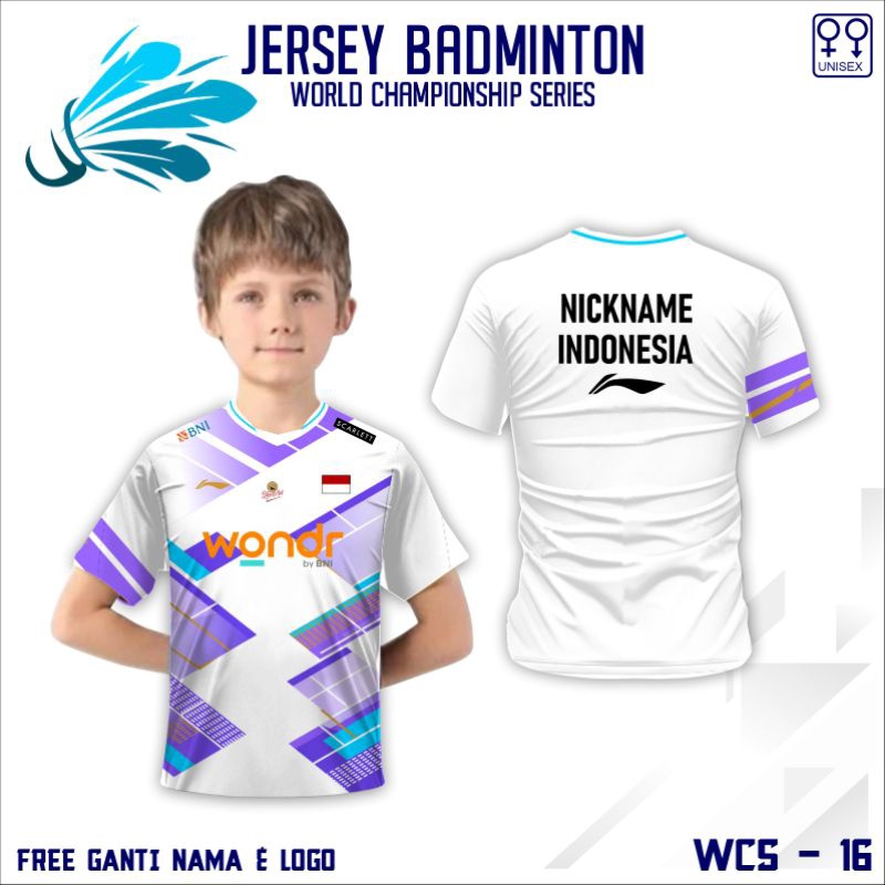 Jual Jersey anak badminthon word championship series baju kaos ...