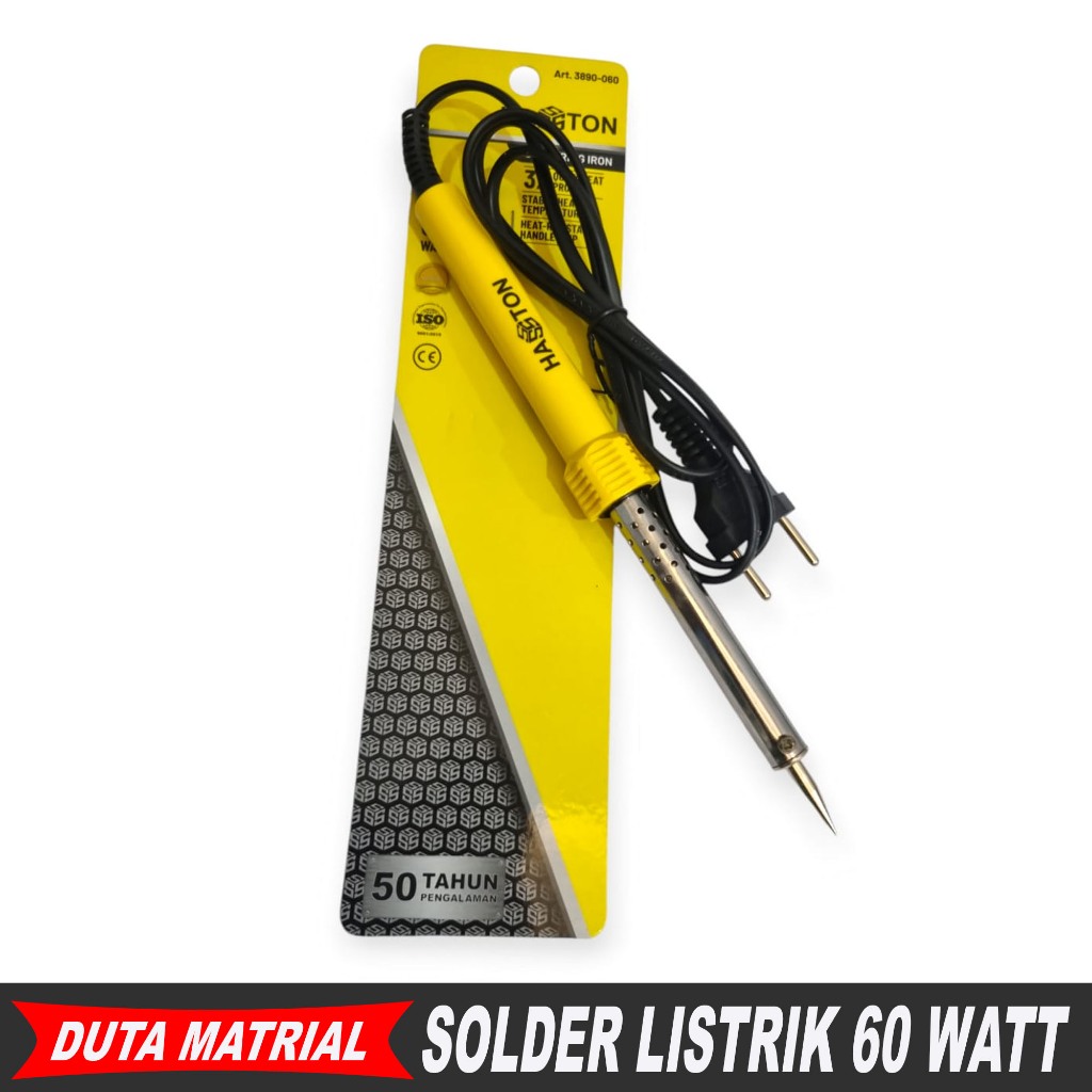 Jual Hasston Solder Listrik 60 watt Solder Gagang Pvc Soldering Iron Solder Lurus 60 Watt ...